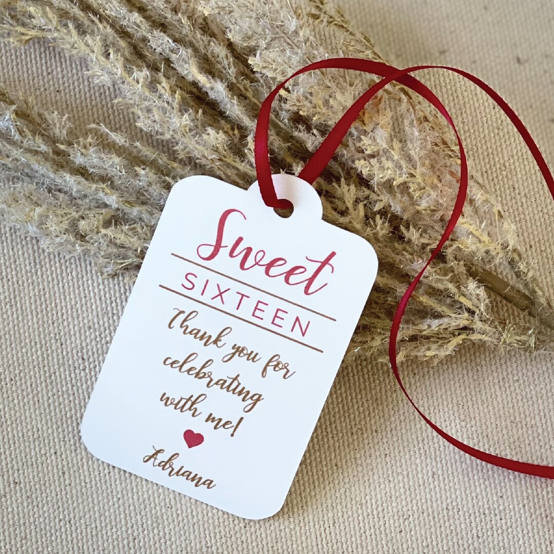 Sweet Sixteen Favor Tags, Custom Favors, Quinceanera, Milestone ...