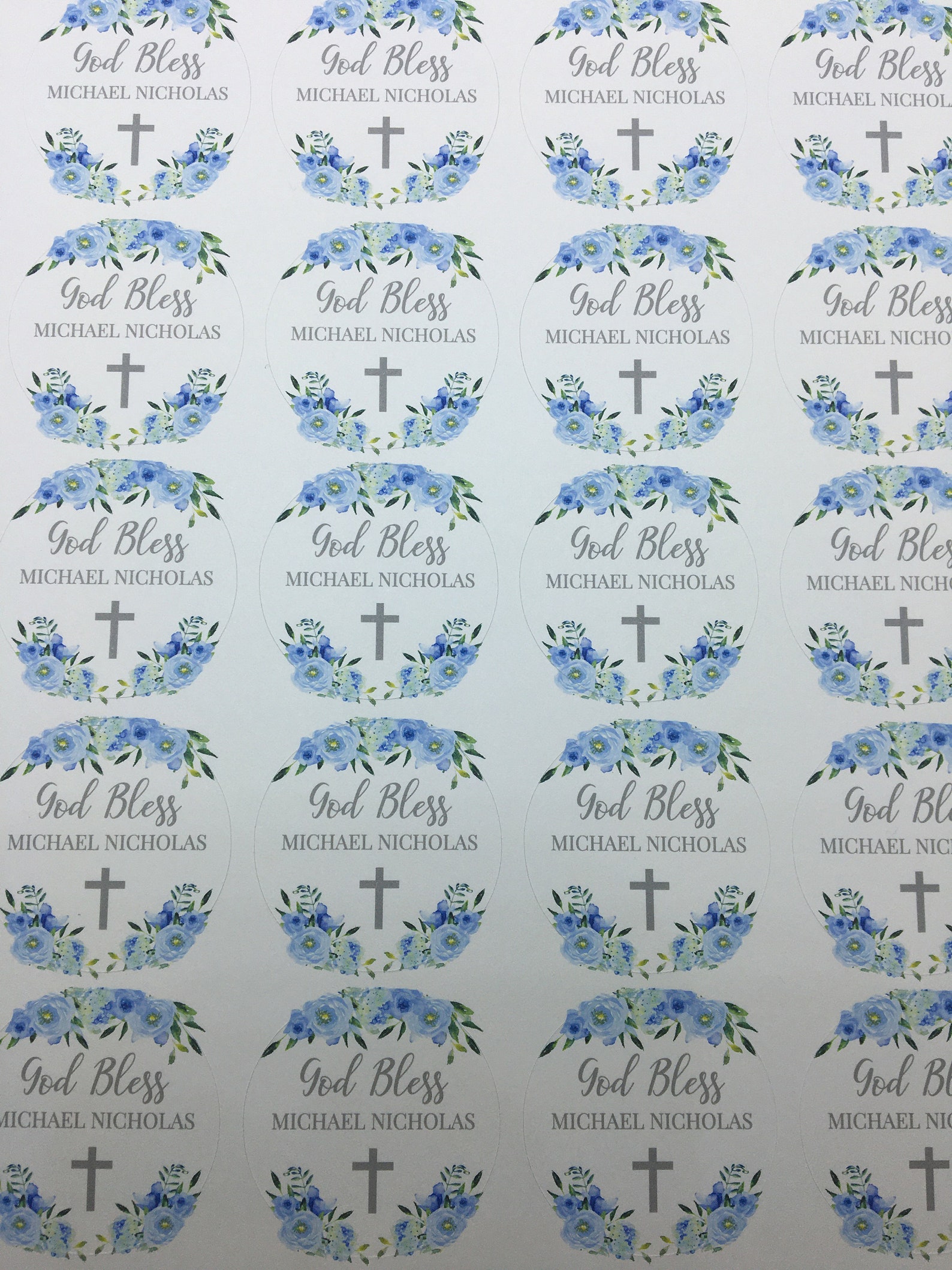 Custom Baptism Floral Stickers | Etsy