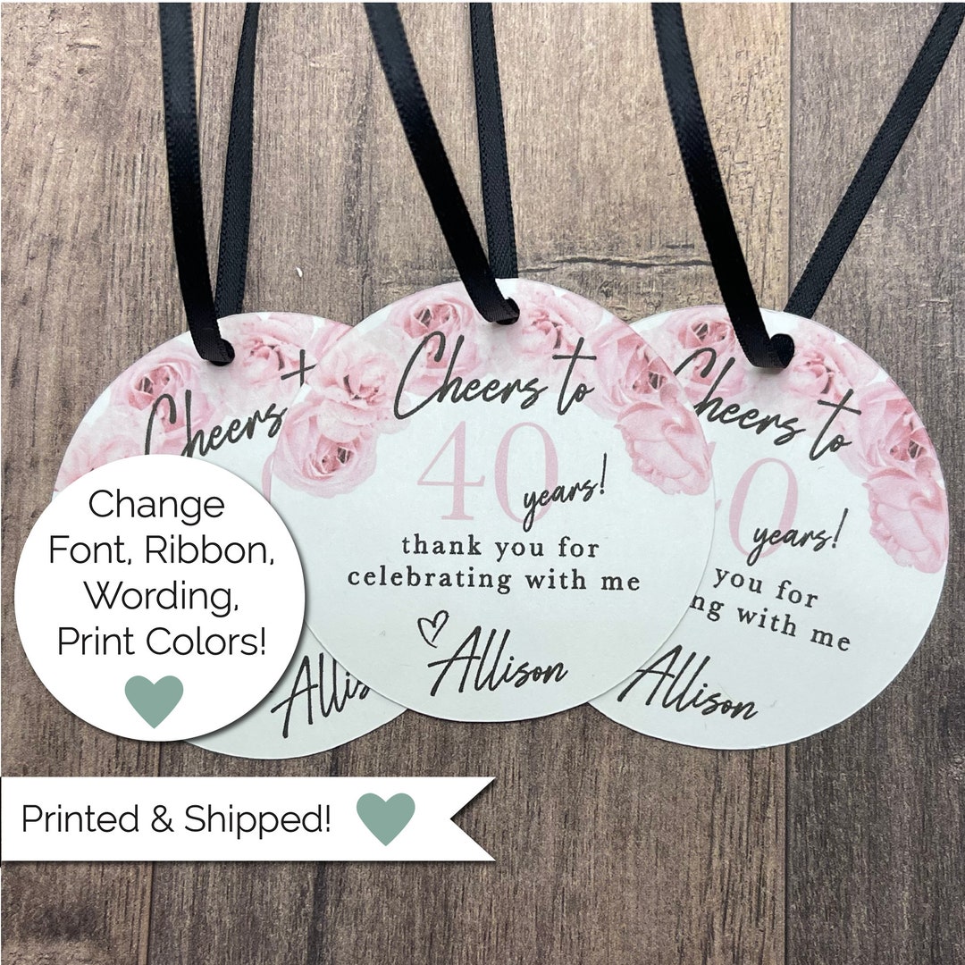 Cheers 40 Years Favor Tags, Champagne Favor Tags, Kissing My 30s ...