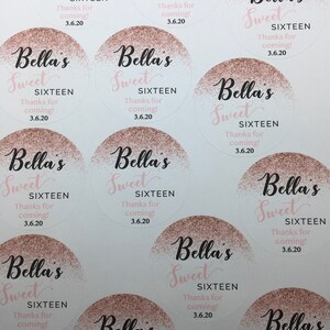 Custom Sweet 16 Stickers - Etsy