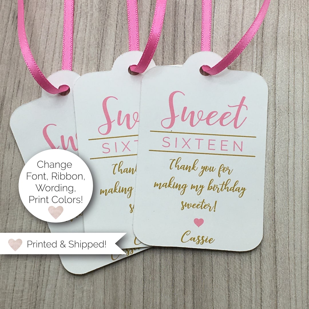 Sweet Sixteen Favor Tags - Etsy
