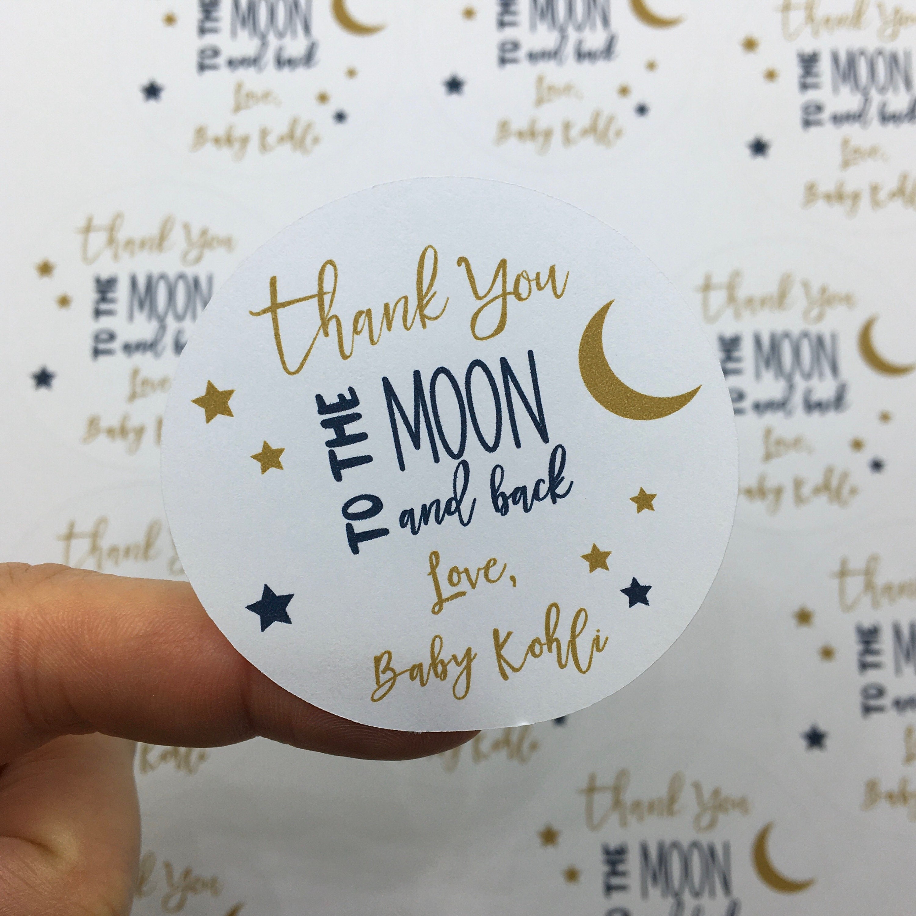 Thank You to the Moon and Back Favor Stickers - Etsy