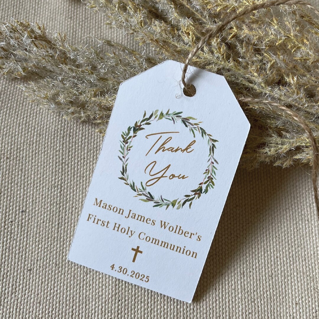 First Holy Communion Thank You Favor Tag, Baptism, Personalized ...