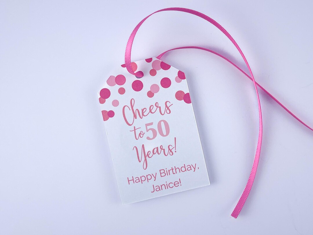 Personalized 50th Birthday Favor Tags, Fifty and Fabulous, Cheers Tags ...