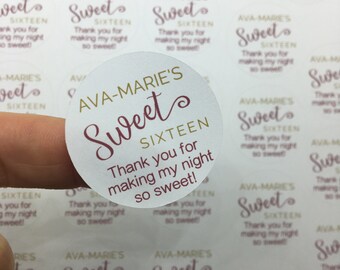 Custom Sweet 16 Stickers | Etsy