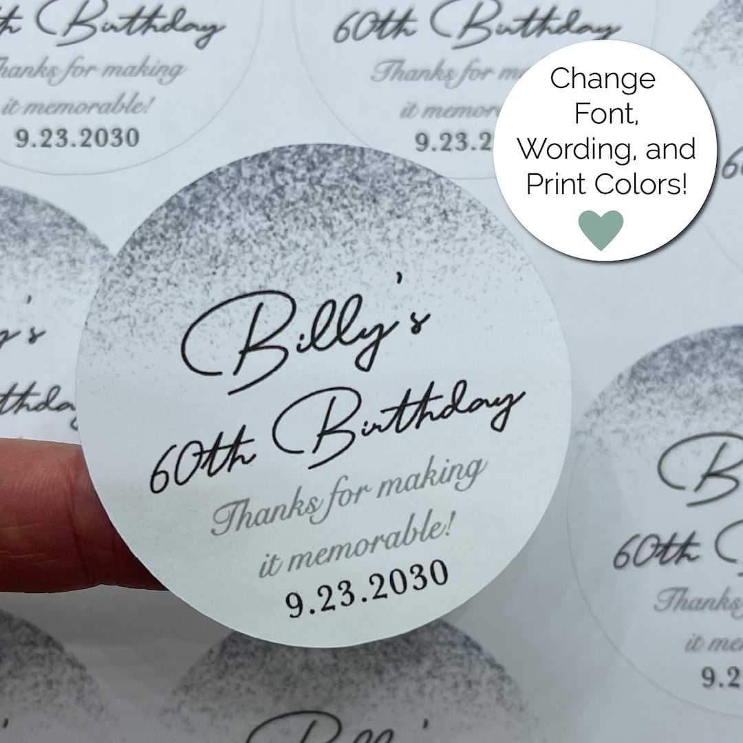 Custom 60th Birthday Stickers - Etsy