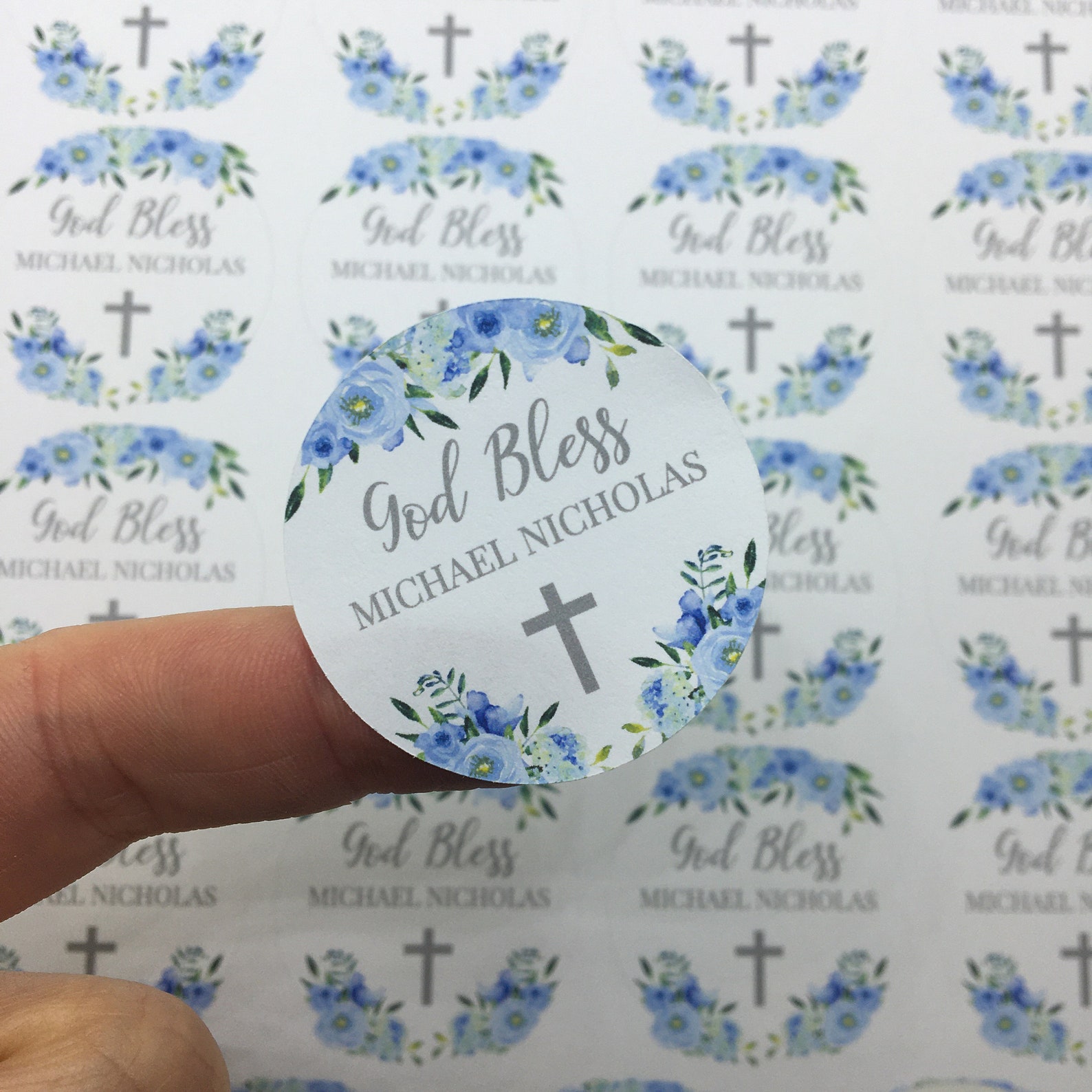 Custom Baptism Floral Stickers | Etsy