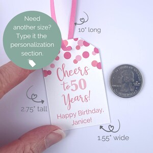 Personalized 50th Birthday Favor Tags, Fifty and Fabulous, Cheers Tags ...