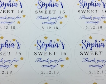 Custom Sweet 16 Stickers | Etsy