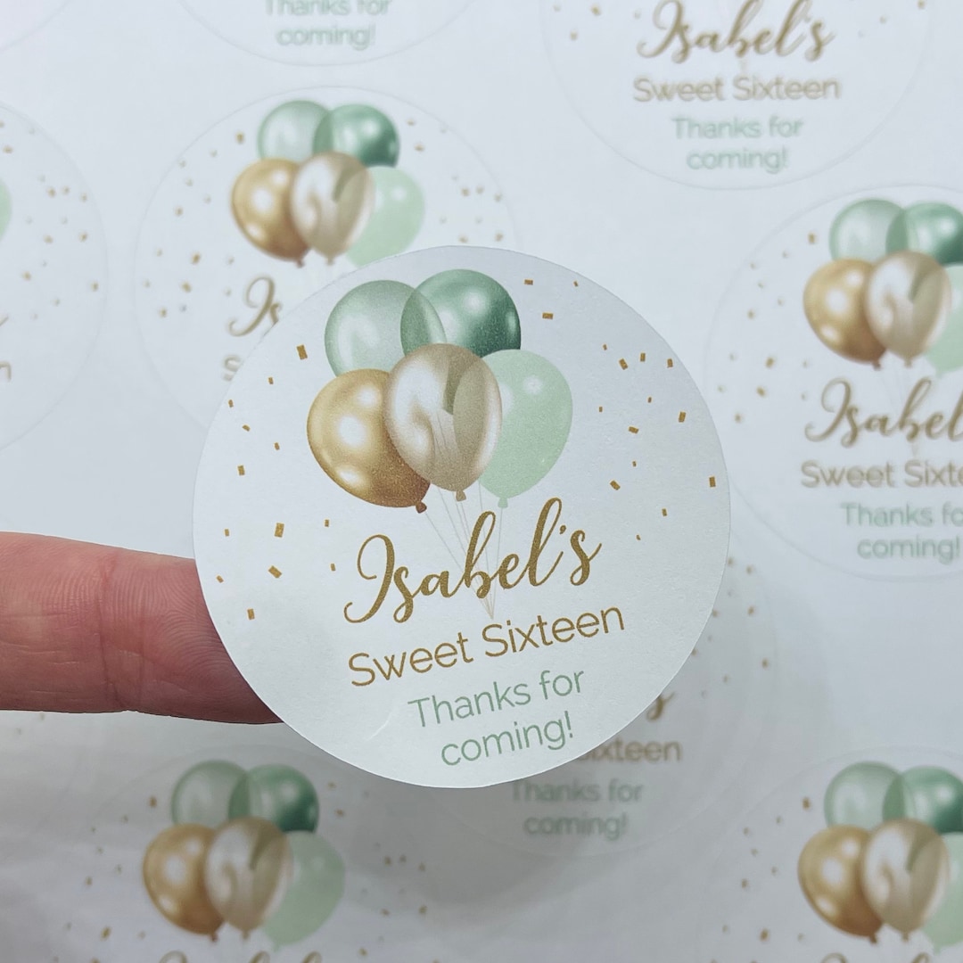 Sweet 16 Sticker Sheet, Stickers for Party Favors, Personalized, Custom ...