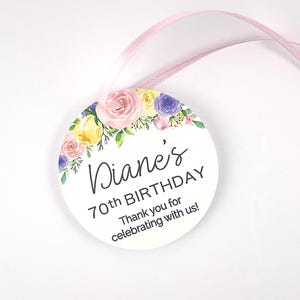70th Birthday Thank You Tags With Pastel Flowers - Etsy