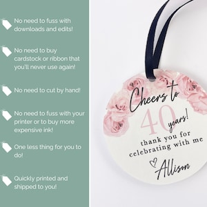 Cheers 40 Years Favor Tags, Champagne Favor Tags, Kissing My 30s ...