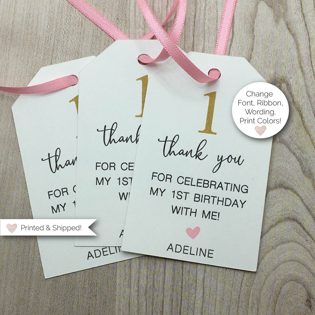 Custom 1 First Birthday Thank You Favor Tags - Etsy