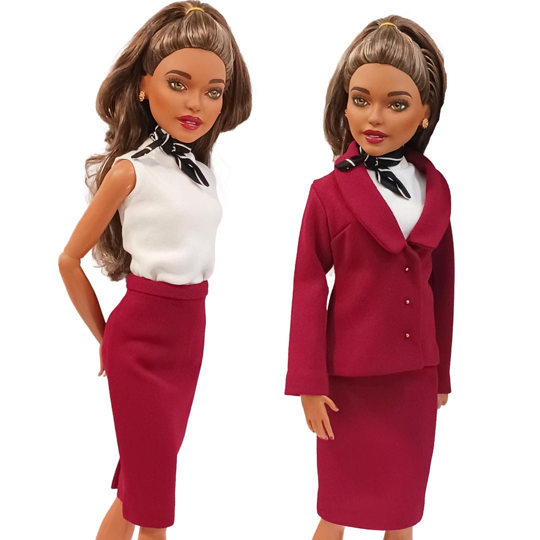 28 Inch Doll Clothes Burgundy Suit With White Top & Scarf - Etsy