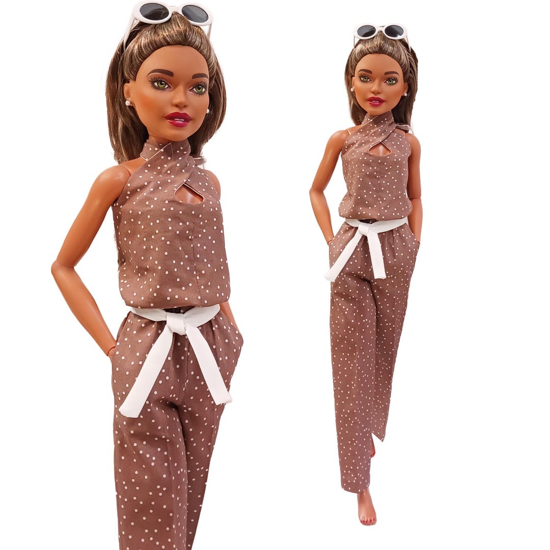 28 Inch Doll Clothes - Taupe Jumpsuit With White Belt - Etsy