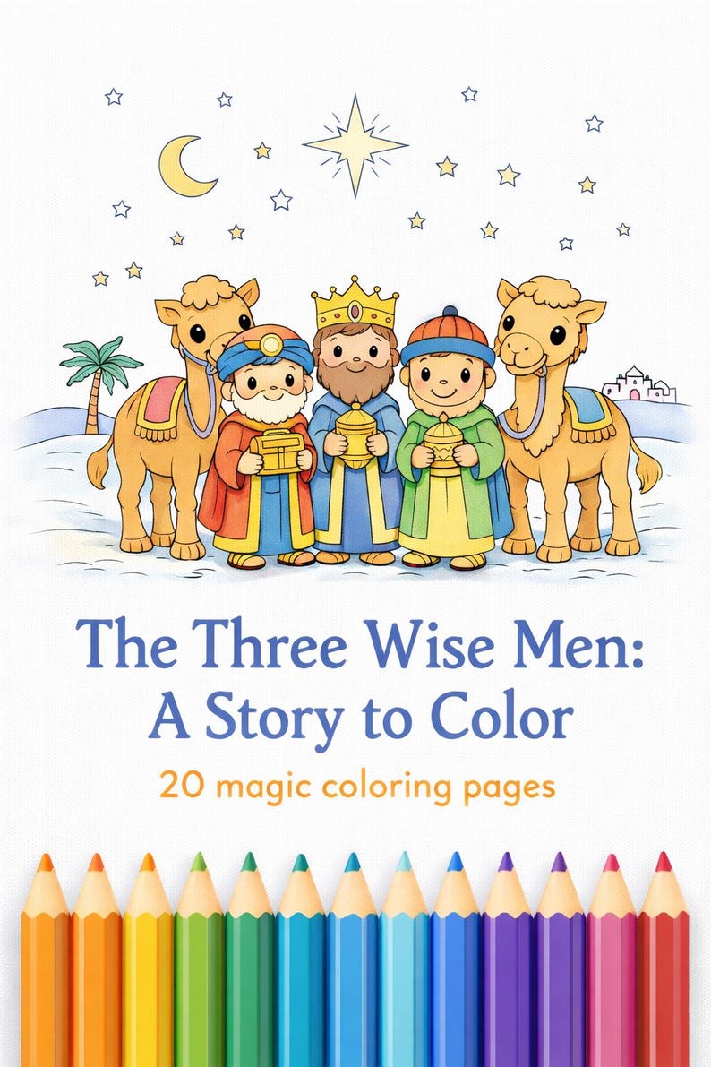 Coloring Book Three Wise Men, Coloring Book for Kids, Printable Digital ...