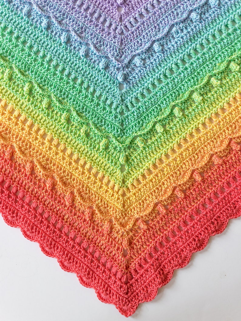 Rainbow Crochet Shawl Pattern – Brighter Later Shell Stitch (PDF ...