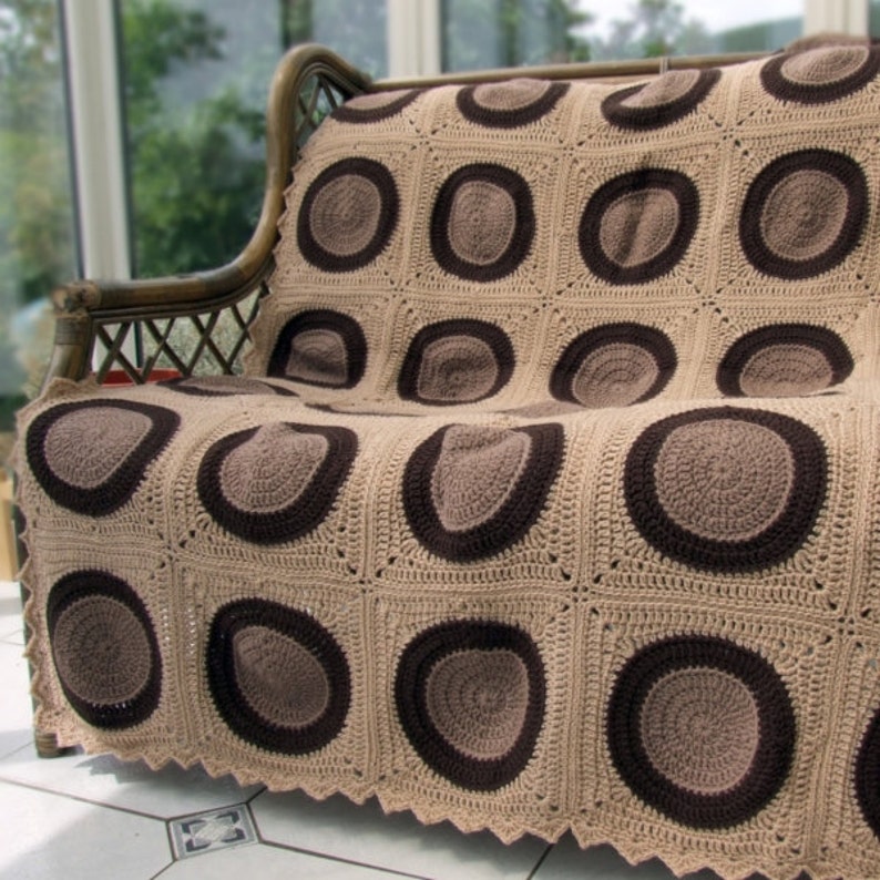 Crochet Blanket Pattern Brown Circles Afghan PDF Crochet - Etsy
