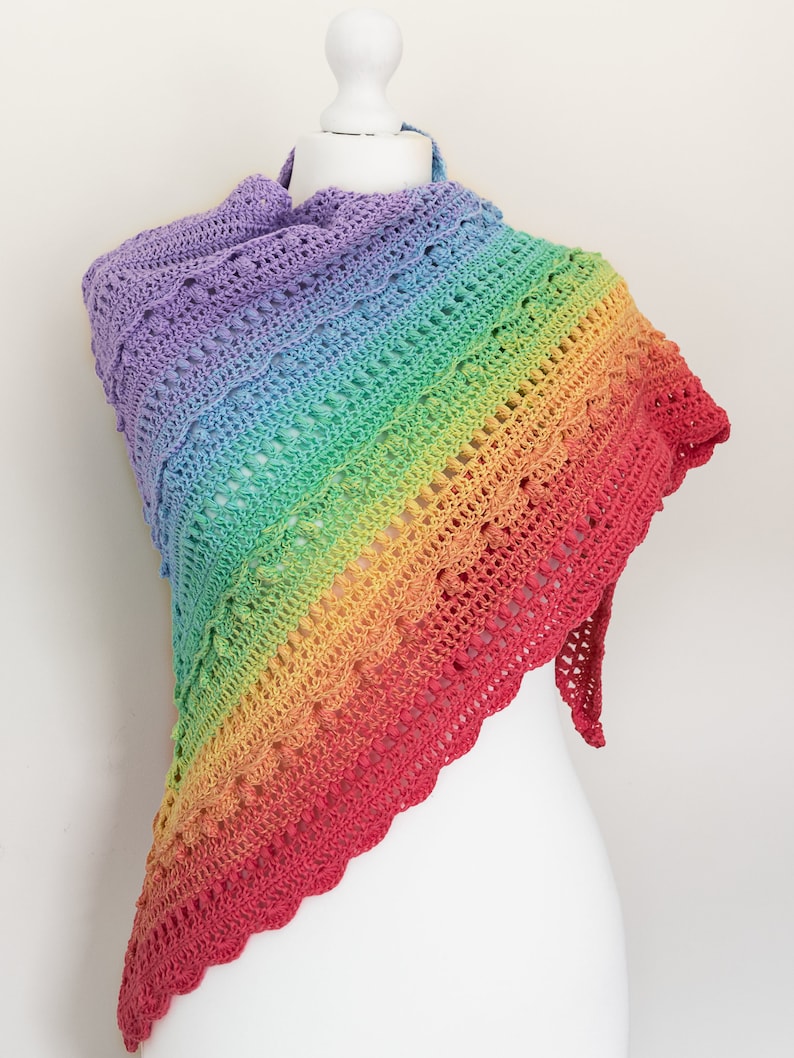 Rainbow Crochet Shawl Pattern – Brighter Later Shell Stitch (PDF ...