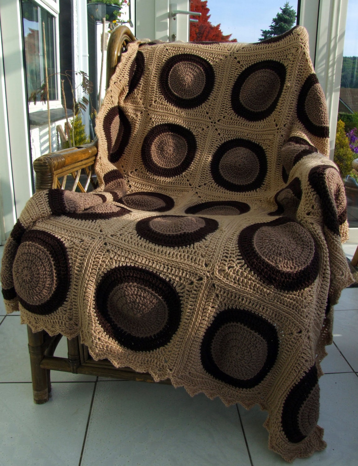 Crochet Blanket Pattern Brown Circles Afghan PDF Crochet - Etsy