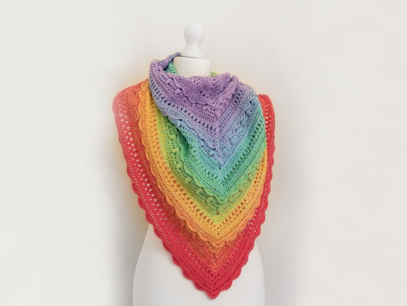 Rainbow Crochet Shawl Pattern – Brighter Later Shell Stitch (PDF ...