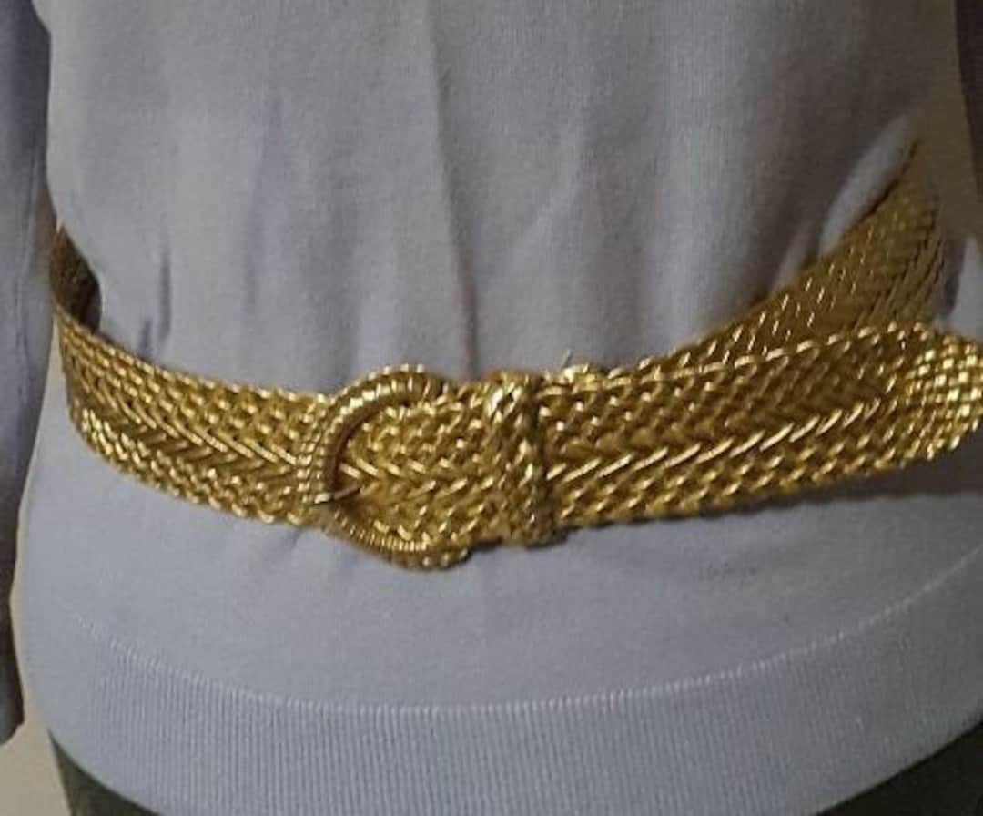 Vintage Braided Gold Metallic Belt With Braided Leather Buckle 40 Long ...