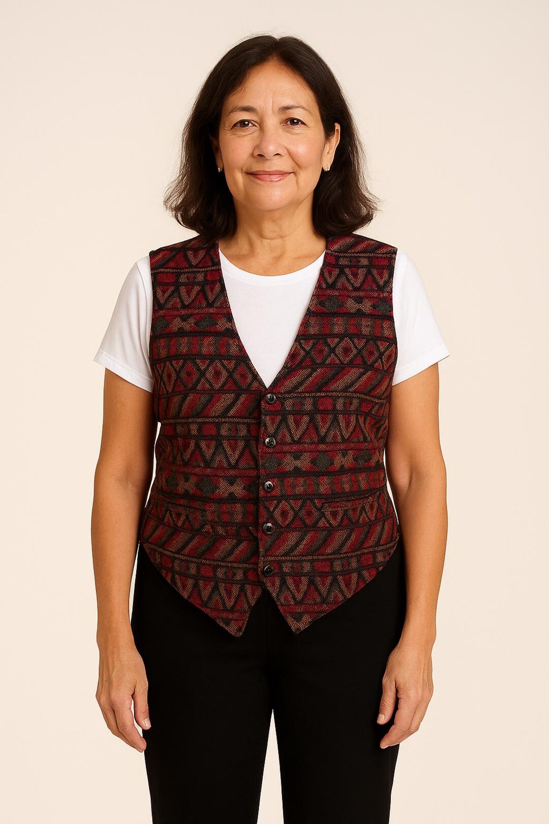 Vintage Paragraff Red and Black Tapestry Vest Woman's L - Etsy
