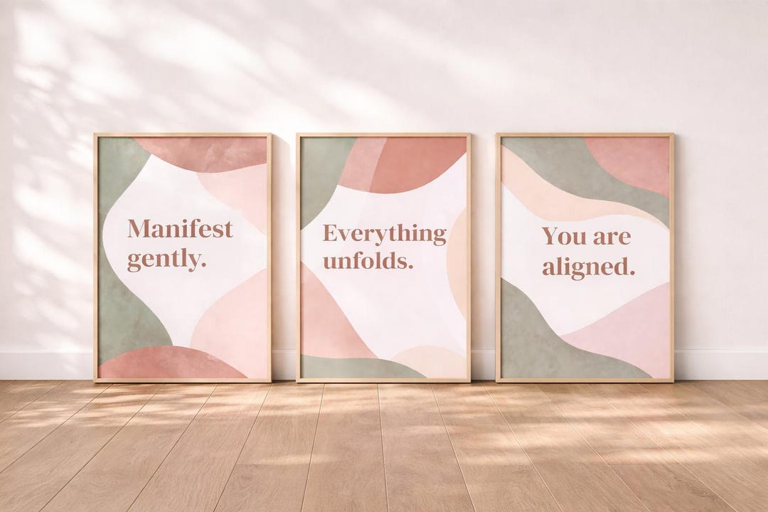 Minimalist Inspirational Wall Art Set – Self Growth Neutral Modern ...