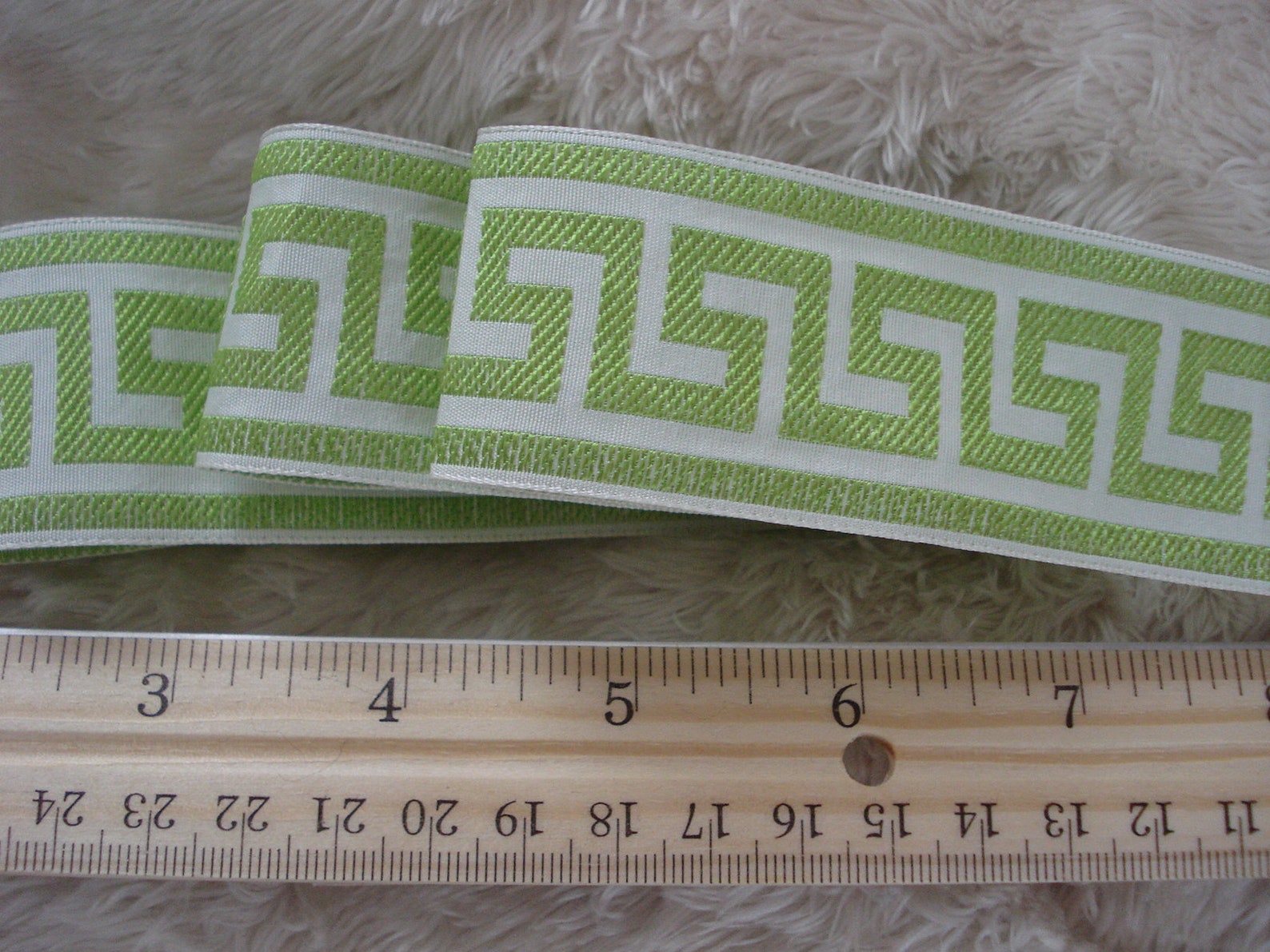 Lime Spring Green White Greek Key Trim Tape Modern Pattern | Etsy