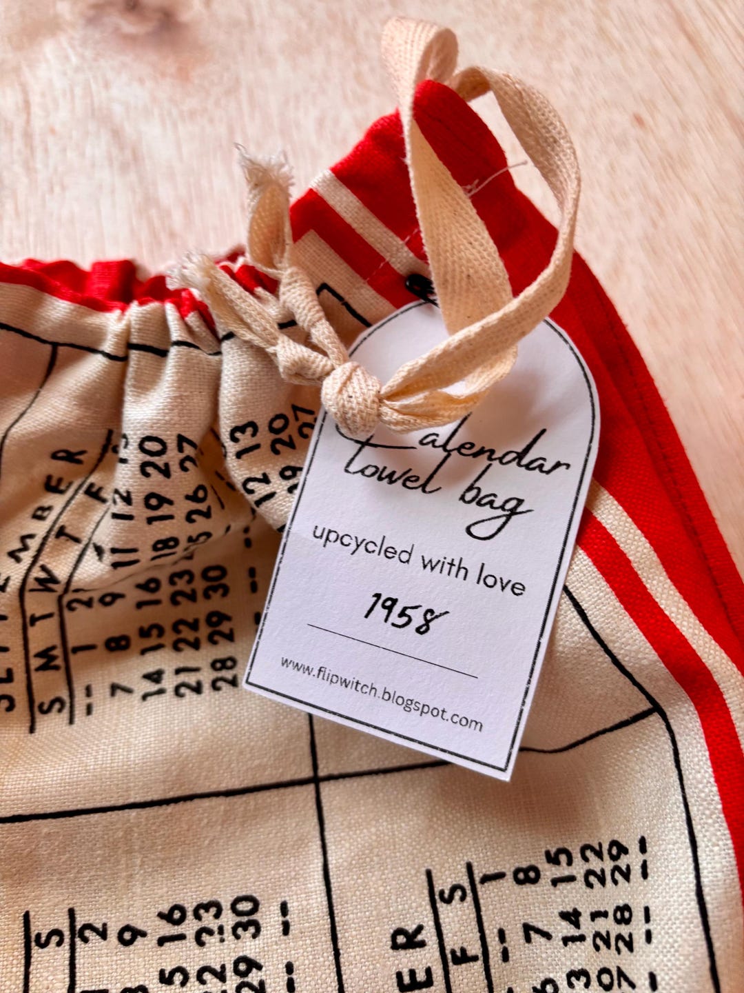 Upcycled Calendar Towel Bag-1958 - Etsy
