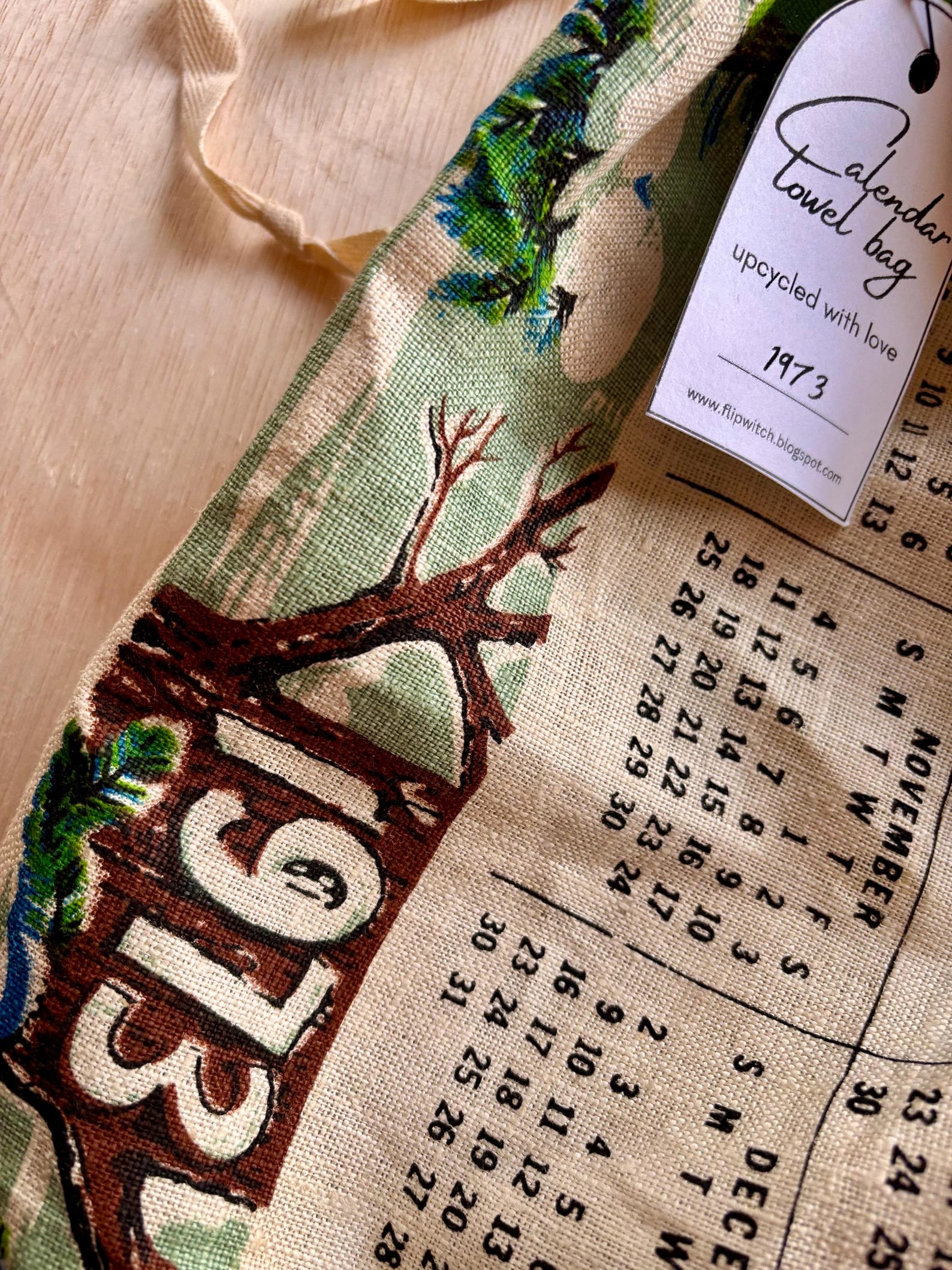 Upcycled Calendar Towel Bag-1973 - Etsy