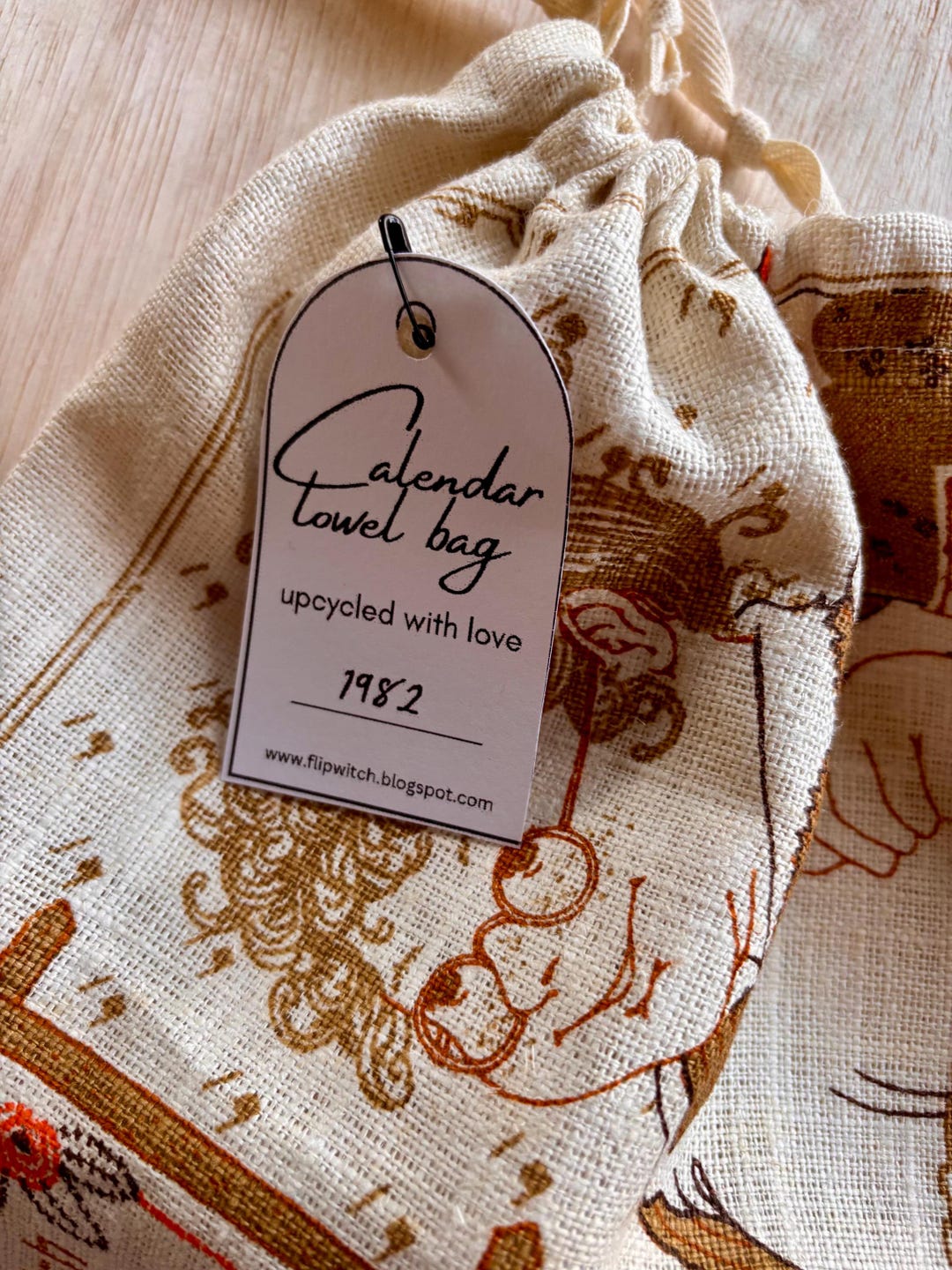 Upcycled Calendar Towel Bag-1982 - Etsy