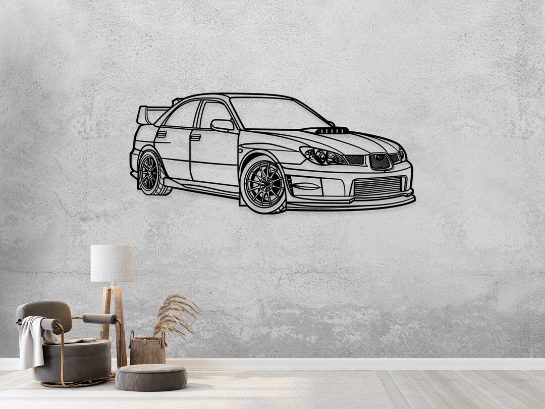 Subaru Impreza WRX STI Metal Wall Art, Rally Car Silhouette Decor ...