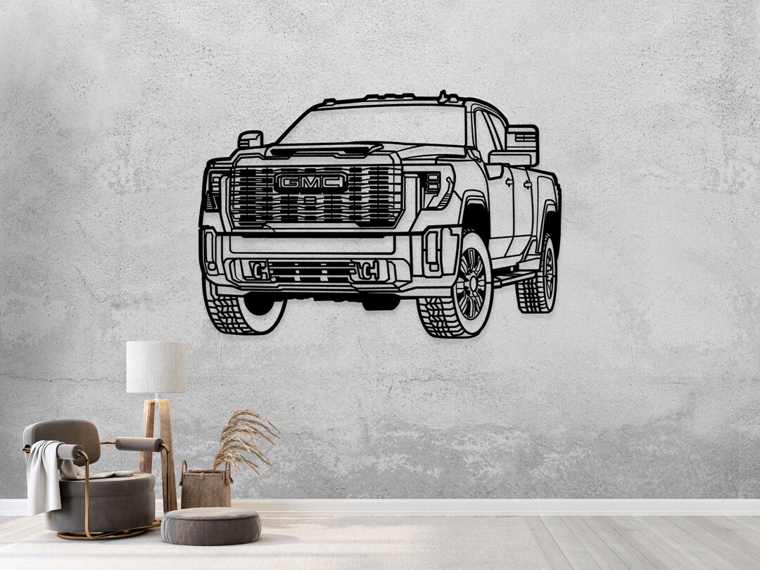 GMC Sierra 3500HD Denali Metal Wall Decor, Truck Front Silhouette ...