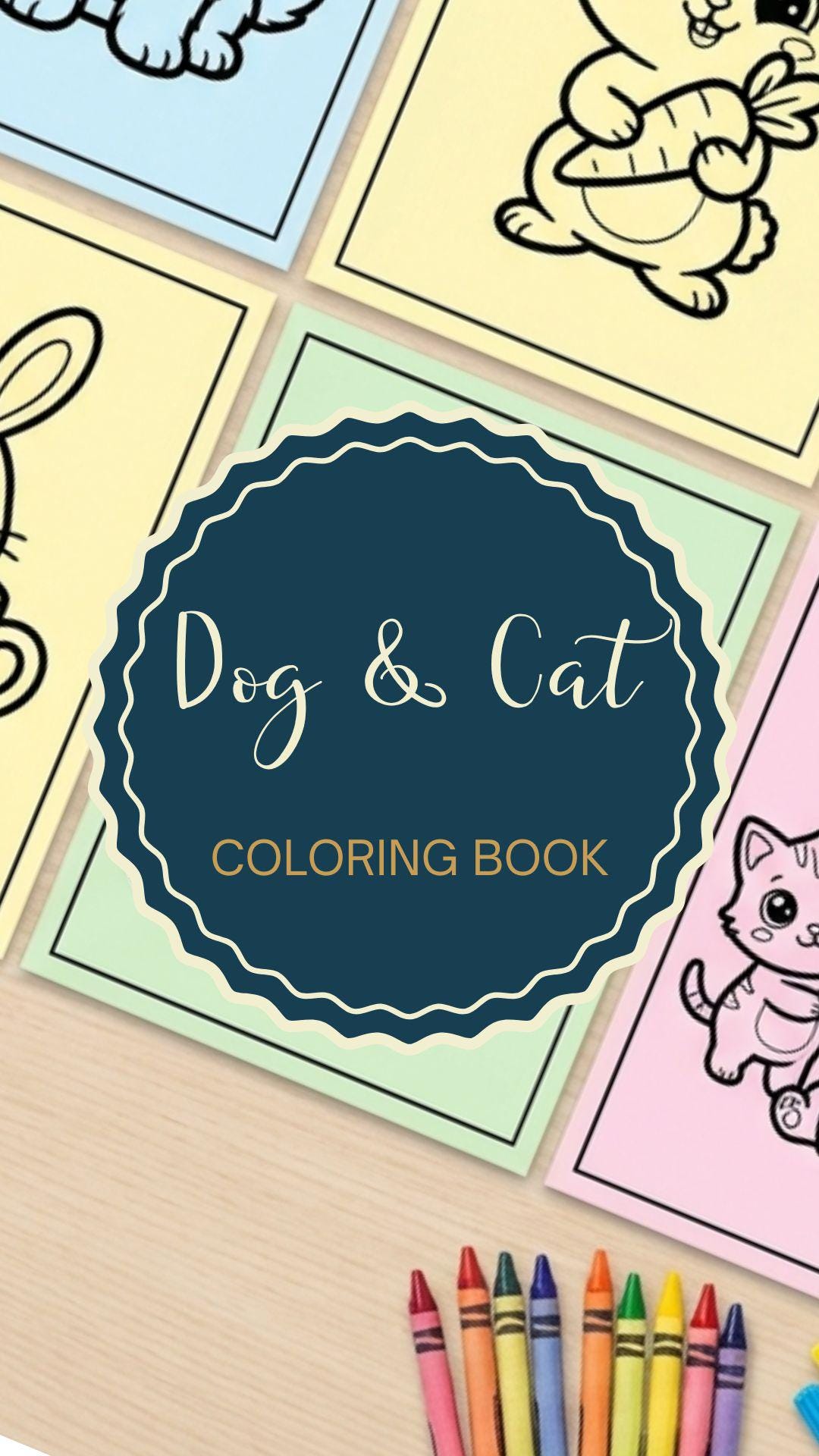 Kawaii Animal Coloring Pages for Kids, 50 Cat Dog and Bunny Printable ...