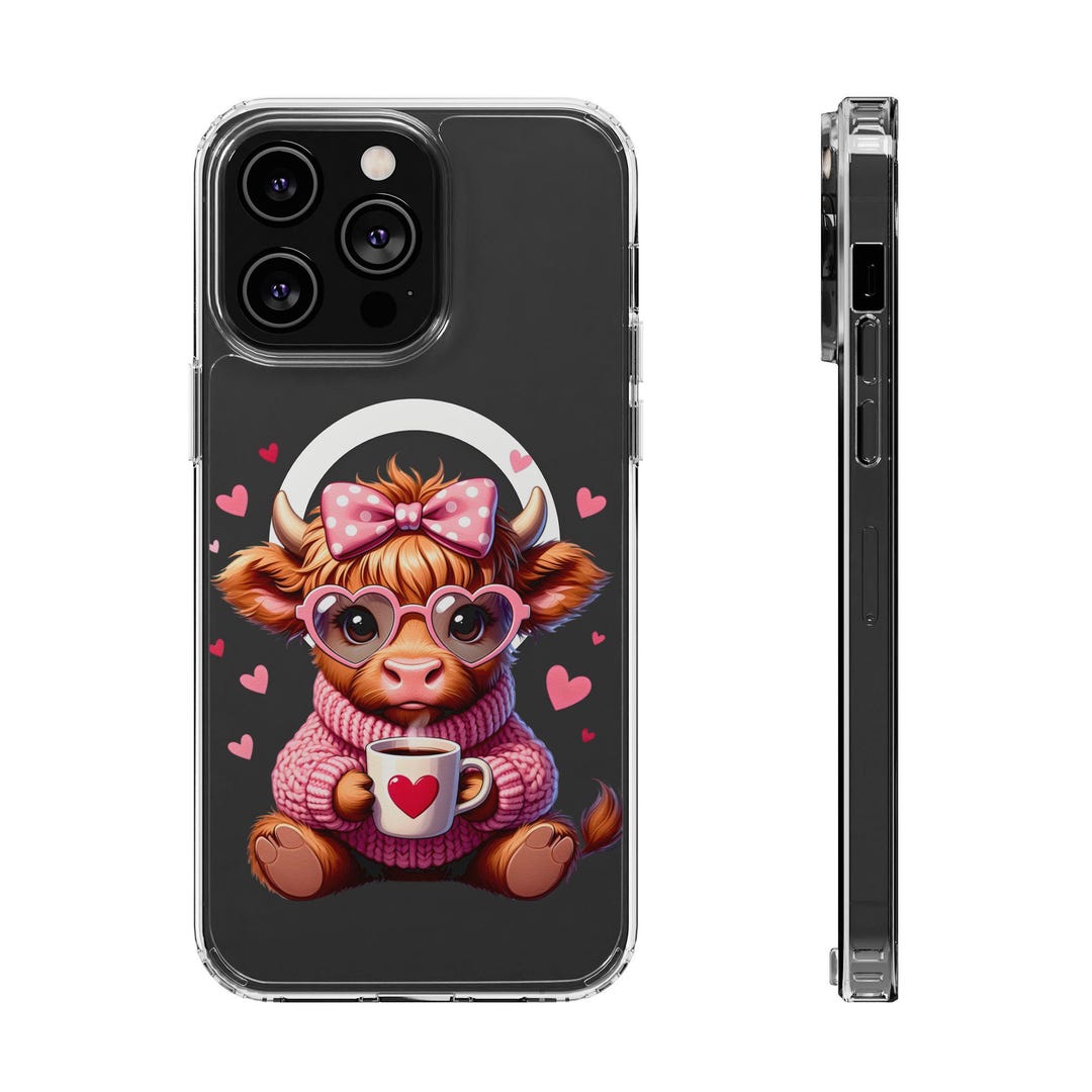 Highland Cow With Heart Mug Magnetic Clear Impact-resistant iPhone Case ...