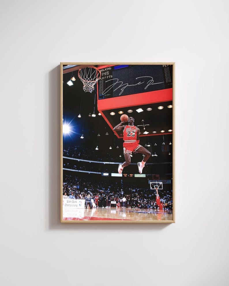 Michael Jordan Free Throw Line Dunk Poster | Iconic NBA Slam Dunk Wall ...