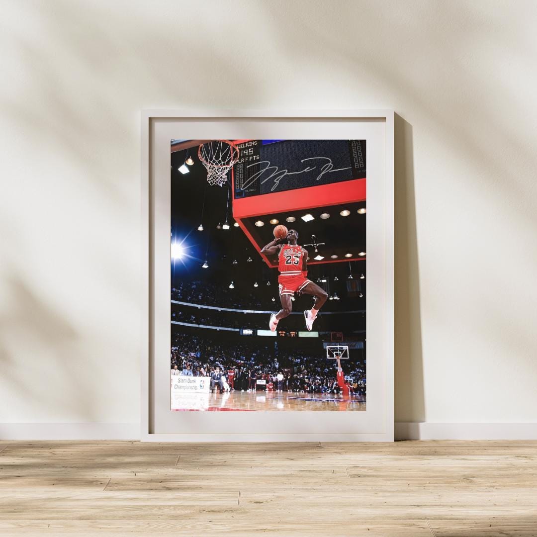 Michael Jordan Free Throw Dunk Poster | Chicago Bulls NBA Art - Etsy