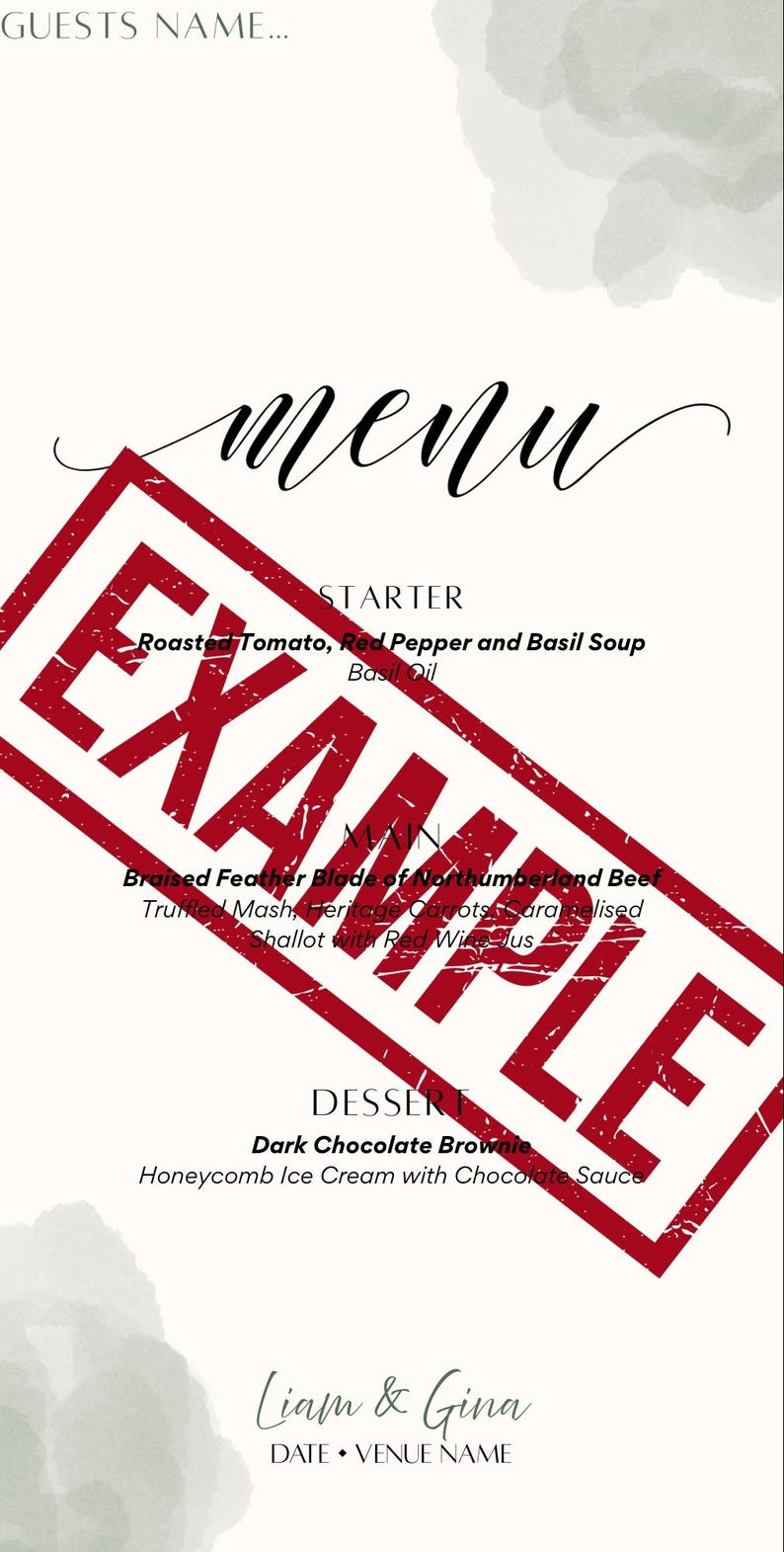 Editable Wedding Menu Template - Etsy