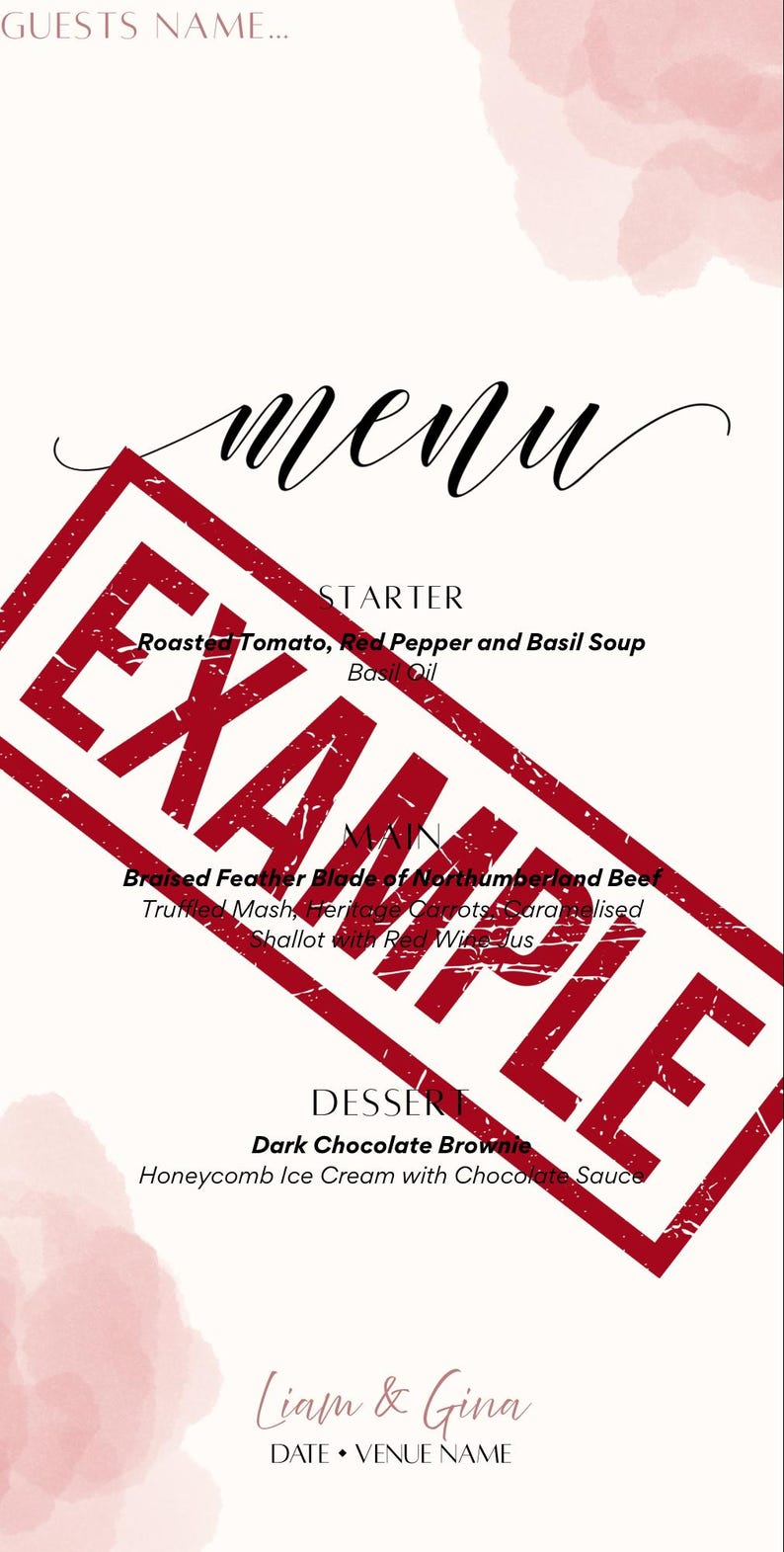 Editable Wedding Menu Template - Etsy