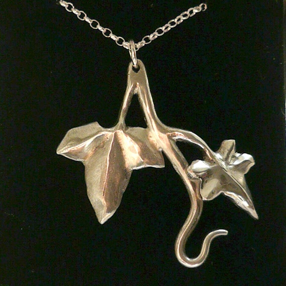 Ivy Leaf Tendril Silver Pendant 2 | Etsy