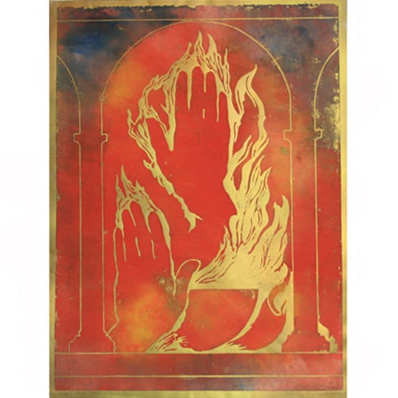 Seven Days: First Flame. Large Woodblock Print Unique Colour | Etsy