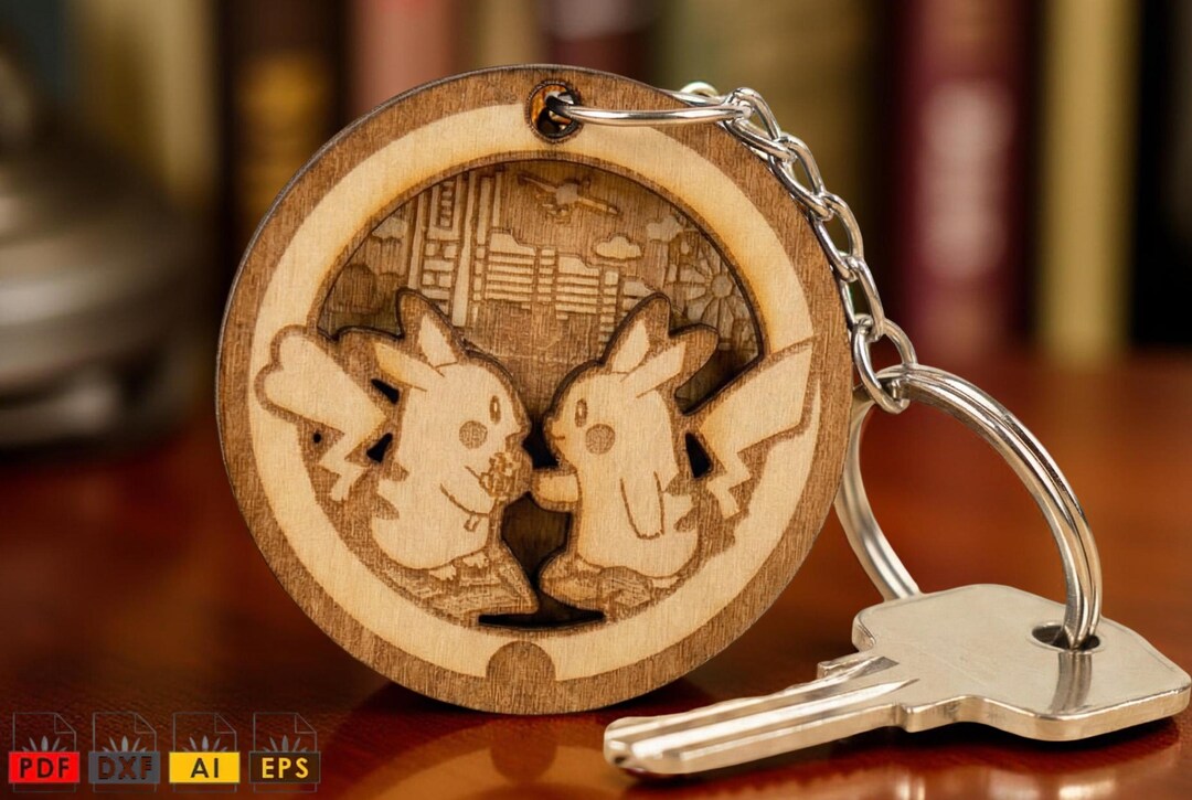 Pokemon Laser Keychain SVG - Woodend Cut Pikatchu Love Game - Digital ...