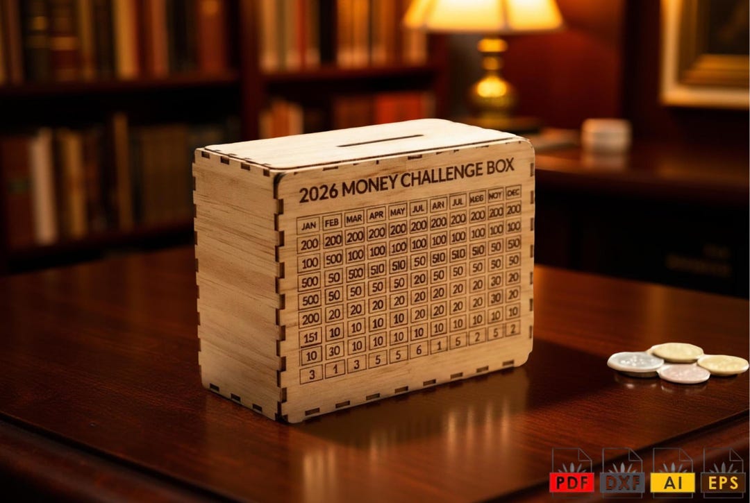 Laser Cut Money Challenge Box 2026 SVG – DXF Files 3mm Wood, Saving ...