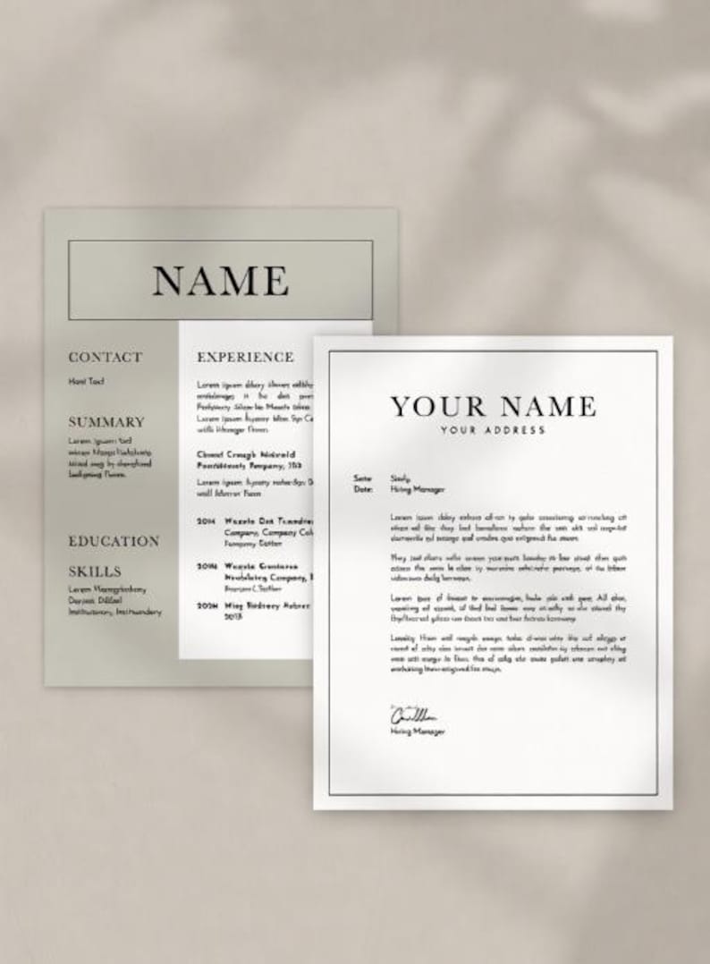 Editable Resume & Cover Letter Templates | CV 4 Color Options (creamy ...