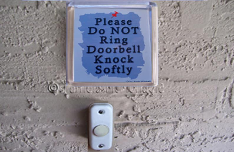 Doorbell Sign Do Not Ring Knock Softly WordsyWays on Etsy | Etsy