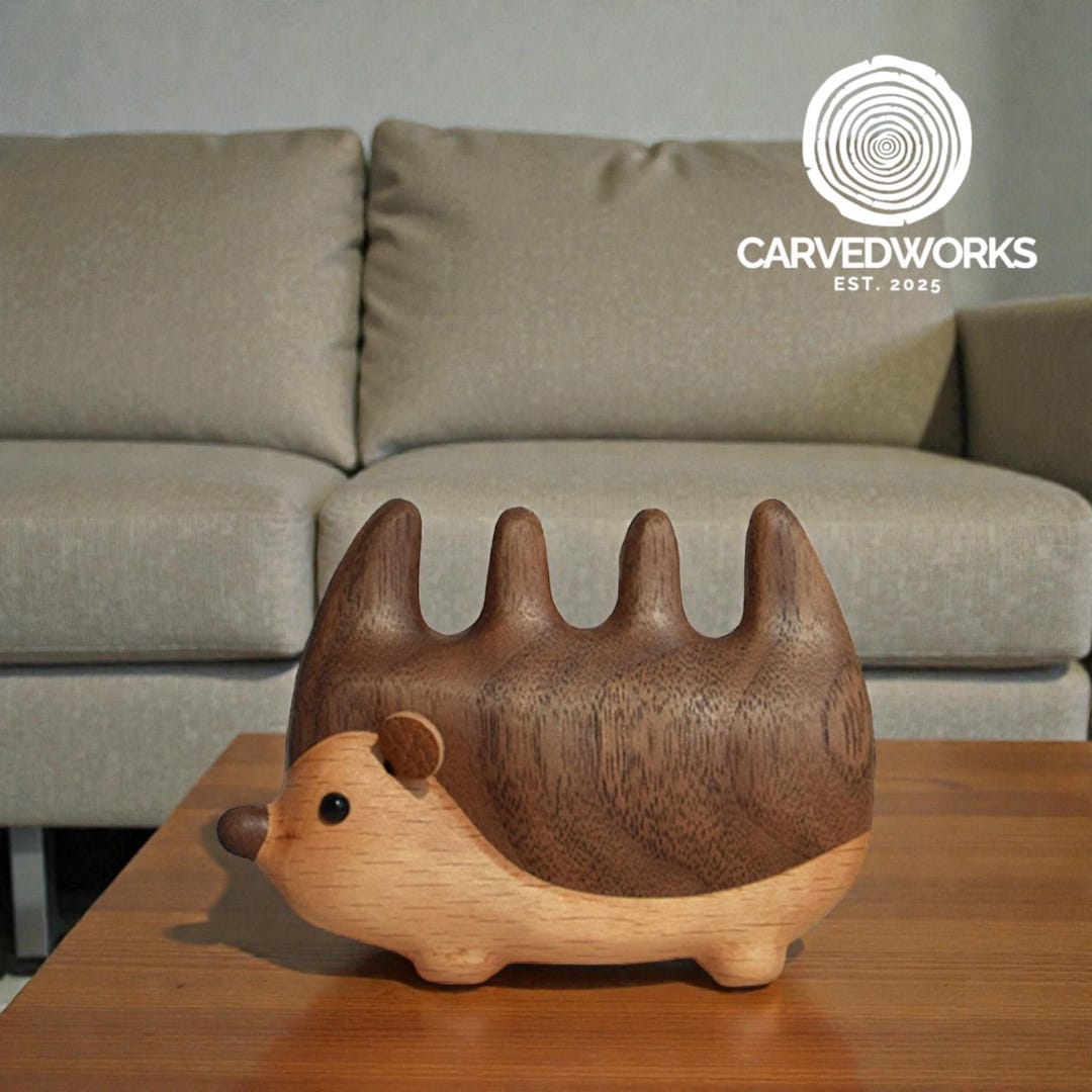 Wood Hedgehog Figurine | Hand Carved Animal | Minimalist Decor ...