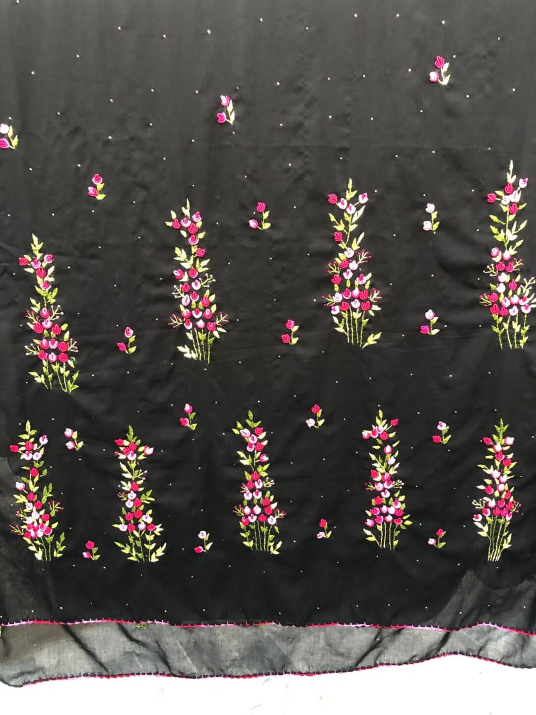 Black Marori Embroidered Shawl | Handmade Kaamdani Mukaish Dupatta ...