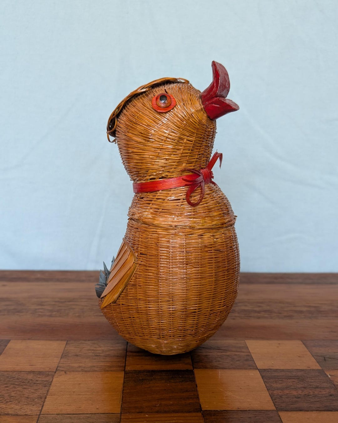 Vintage Woven Duck Basket With Lid, Rattan Bird Box, Folk Art Decor - Etsy