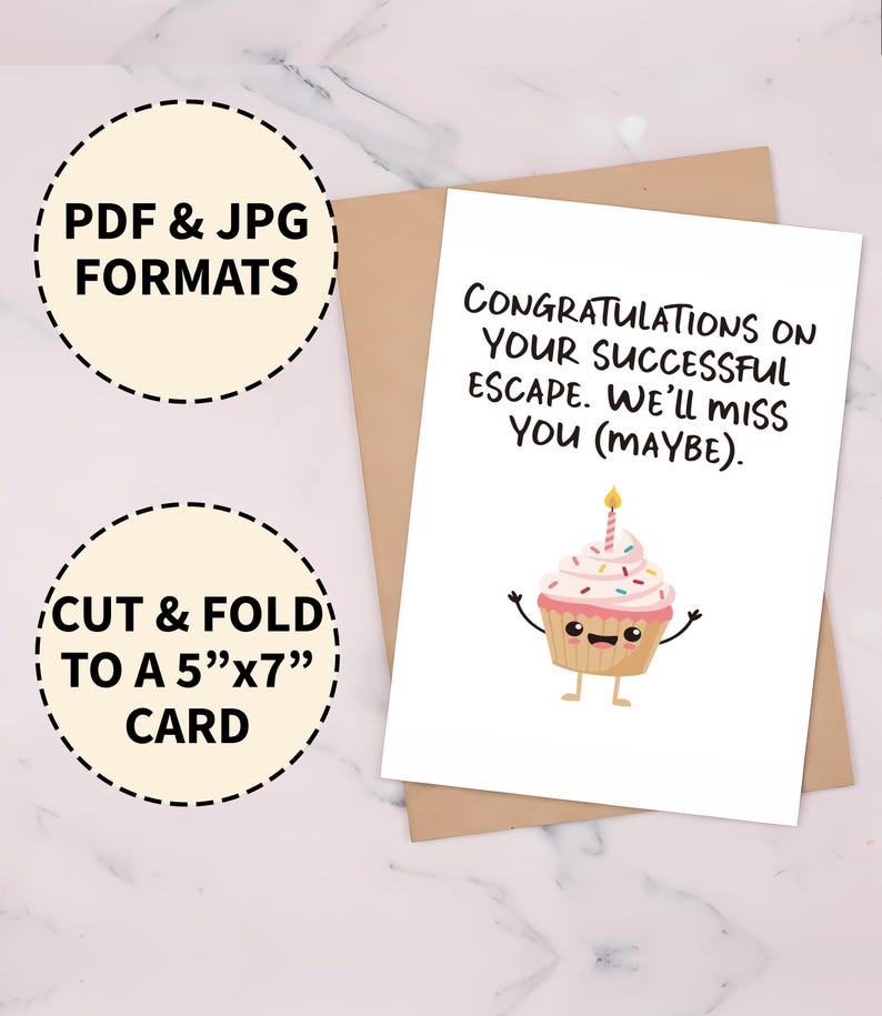 Funny Coworker Goodbye Card, Snarky Farewell, Printable (digital ...